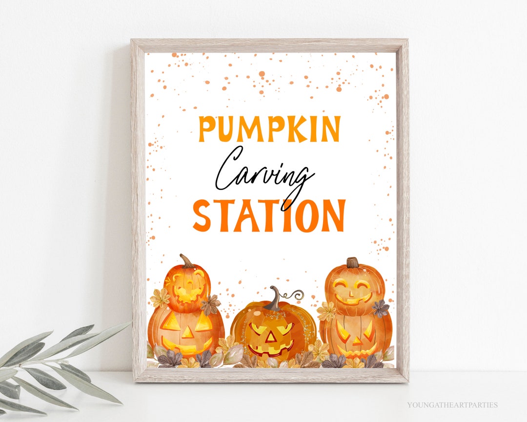 Printable Pumpkin Carving Station Sign, Halloween Pumpkin Carving Party ...