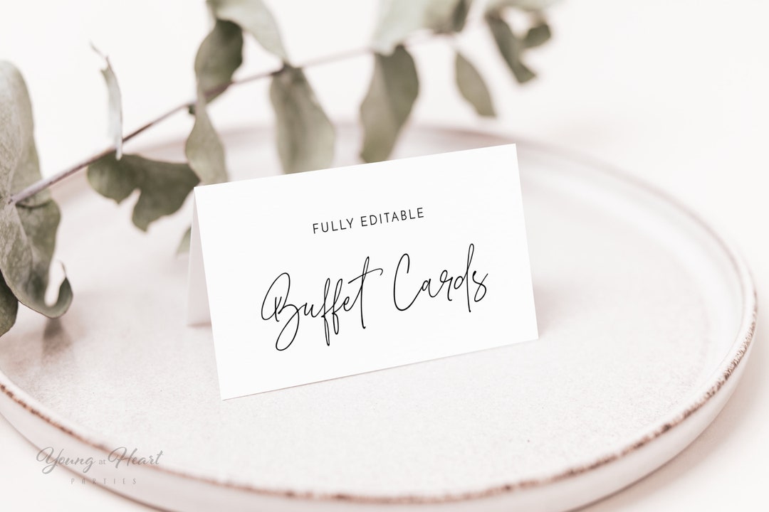 Minimalist Buffet Card Template, Modern Wedding Buffet Tent Cards ...