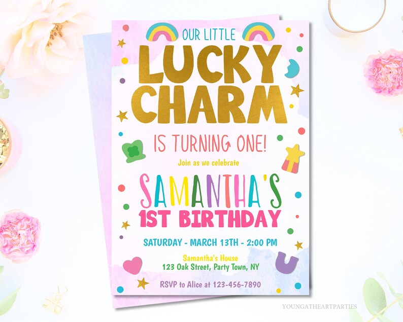 Editable Lucky Charm Birthday Invitation St. Patrick's 1st | Etsy