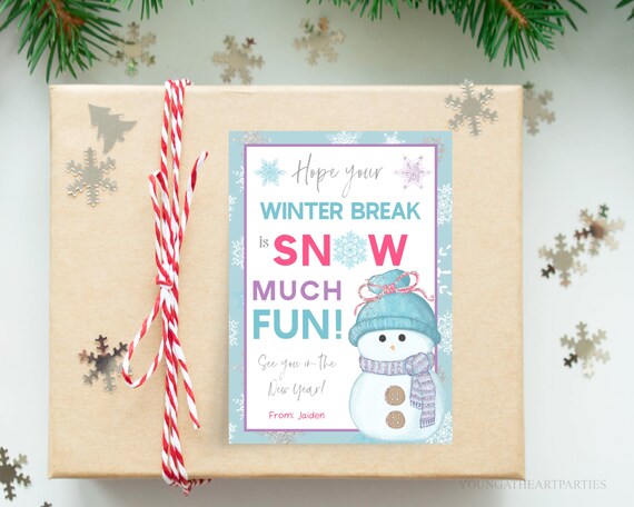 Editable Christmas Winter Break Tag, Snow Much Fun Tag Template ...