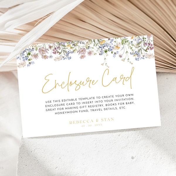 Printable Floral Enclosure Card - Etsy