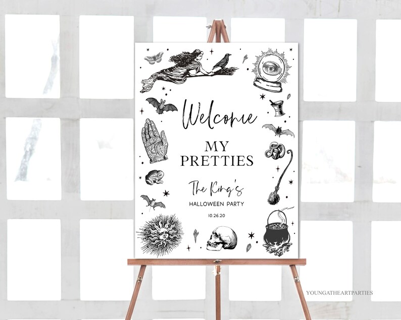 Vintage Witch Party Welcome Sign Editable Gothic Witch - Etsy
