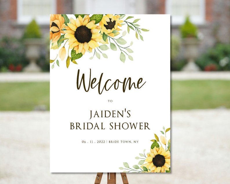 Sunflower Welcome Sign Poster Template Bridal Shower Welcome | Etsy