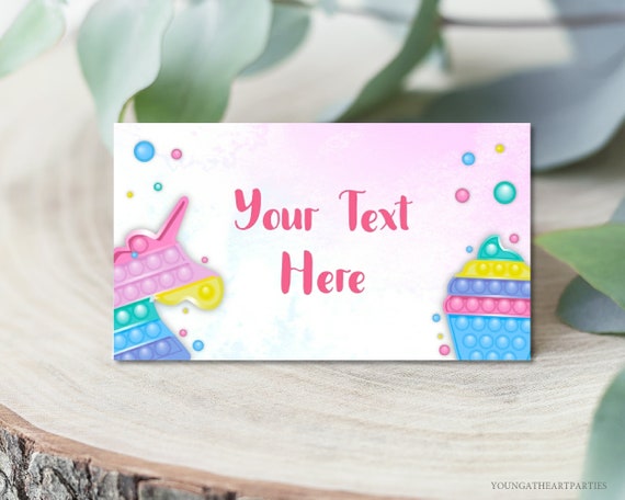 Editable Rainbow Pop It Party Food Label, Fidget Toy Birthday Place ...