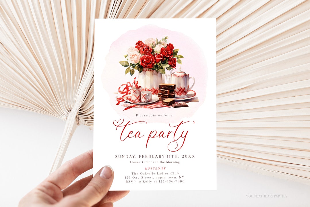 Valentines Day Themed Tea Party Invitation Galentines Day Tea Party ...