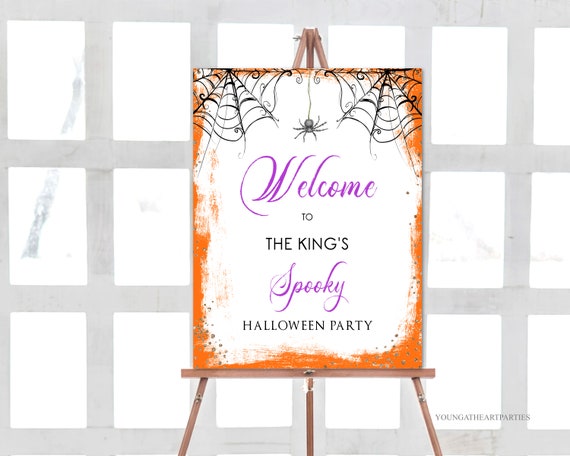 Editable Halloween Party Welcome Sign, Editable Spooky Halloween ...