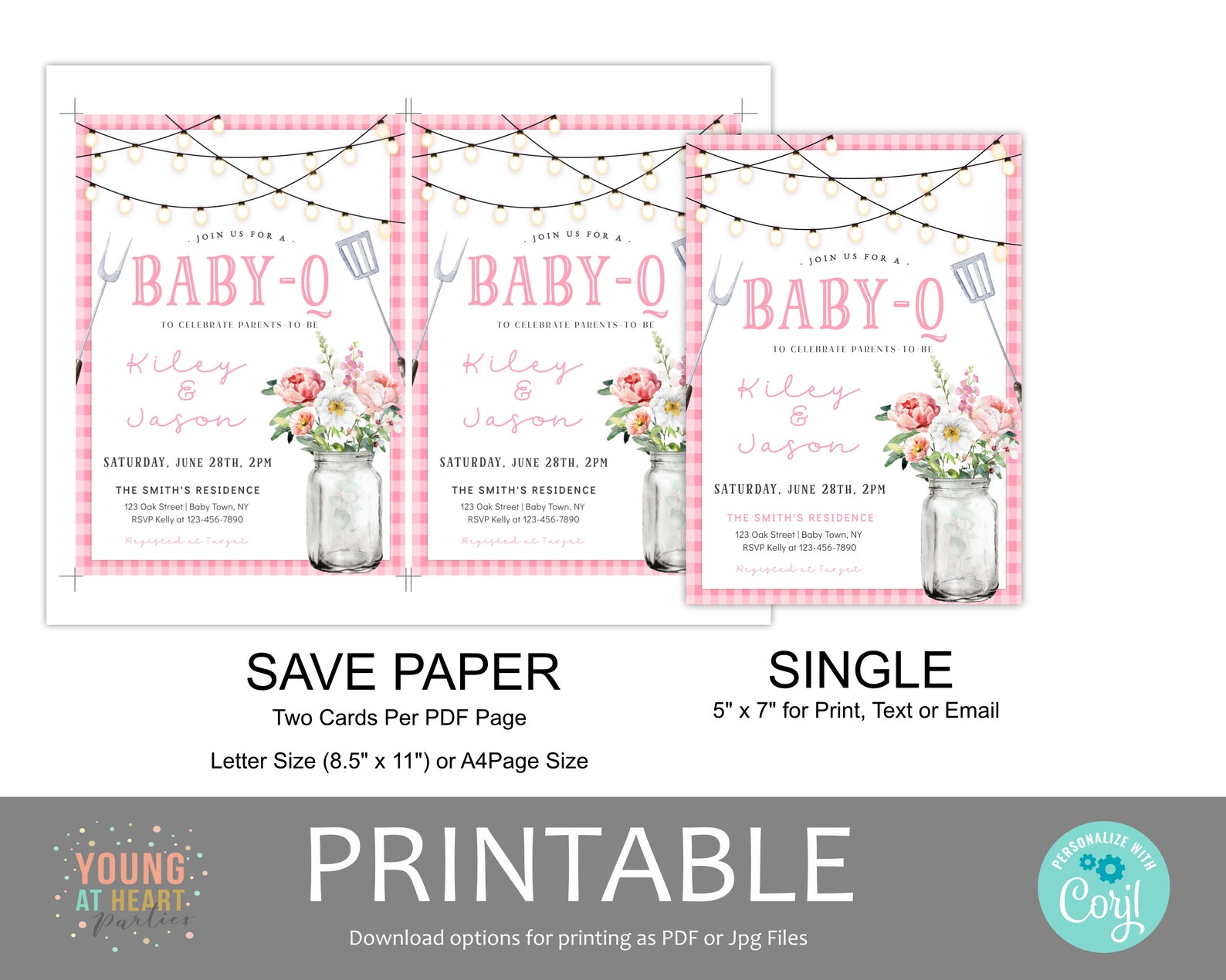 Baby-q Shower Invitation Template Pink BBQ Baby Shower - Etsy