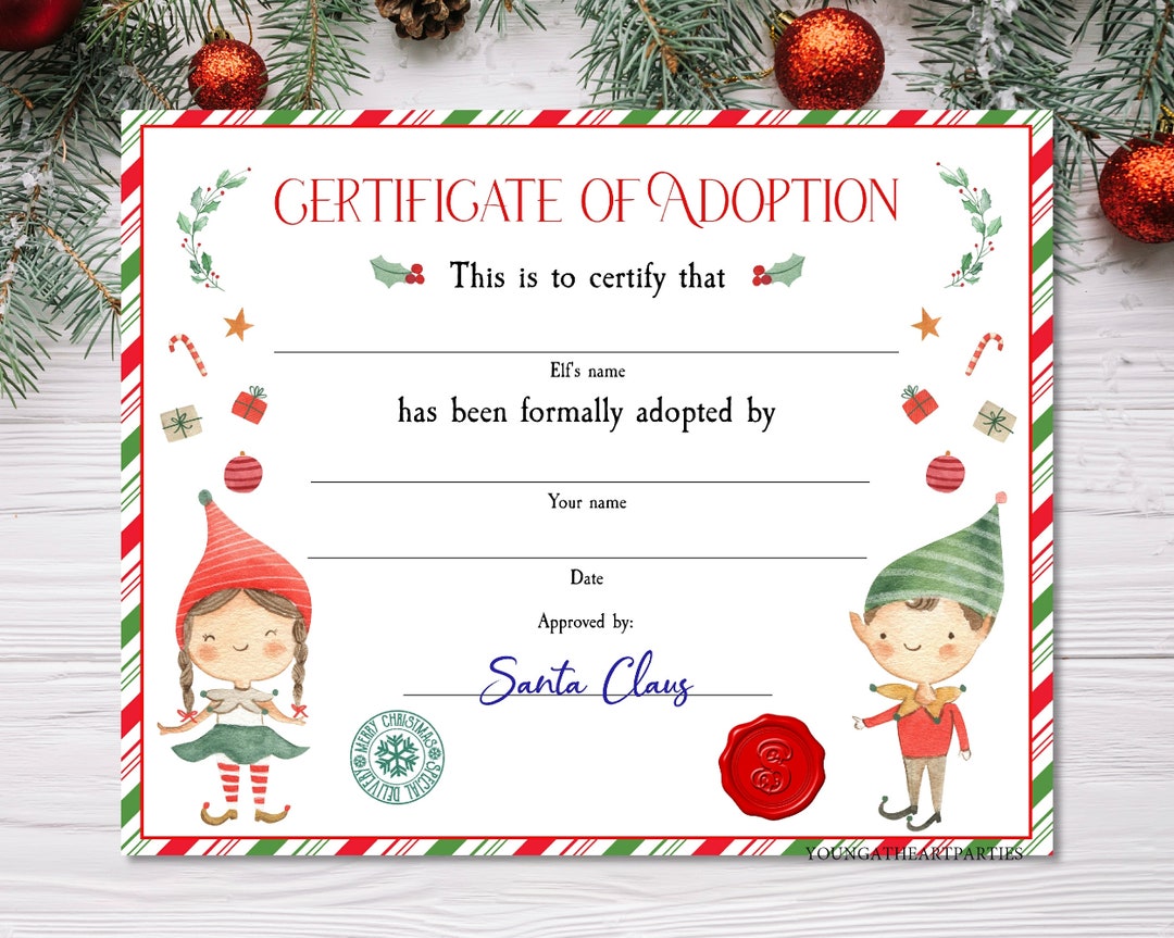 EDITABLE Elf Adoption Certificate Adopt an Elf Letter Elf Activity ...
