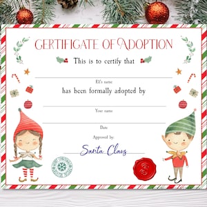 EDITABLE Elf Adoption Certificate Adopt an Elf Letter Elf Activity ...