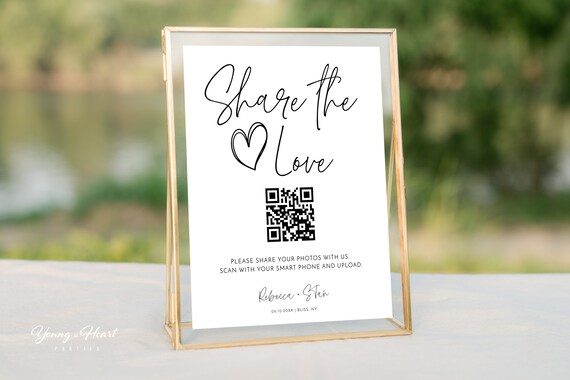 Wedding Share the Love QR Code Sign, Editable Photo Album Share QR Code ...