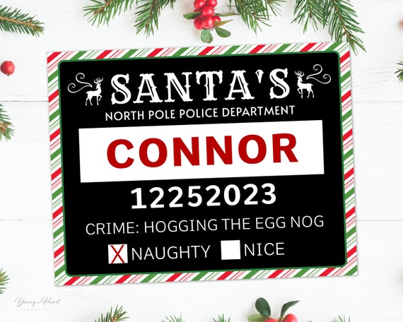 Editable Christmas Mugshot Sign Board Photo Booth Prop Template