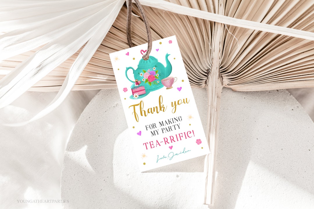 Editable Part-tea Favor Tags Tea Birthday Thank You Tags - Etsy