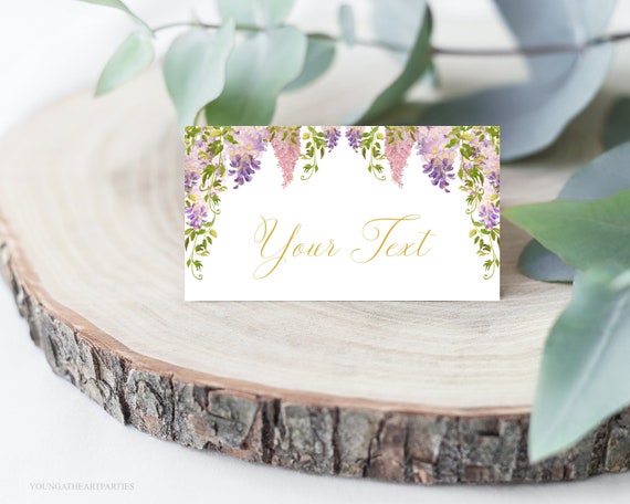 Editable Purple Pink Wisteria Tent Cards, Victorian Escort Place Cards ...