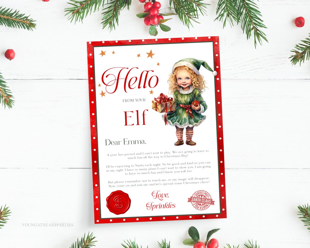 Editable Curly Blonde Girl Elf Arrival Letter, Hello From Your Elf ...