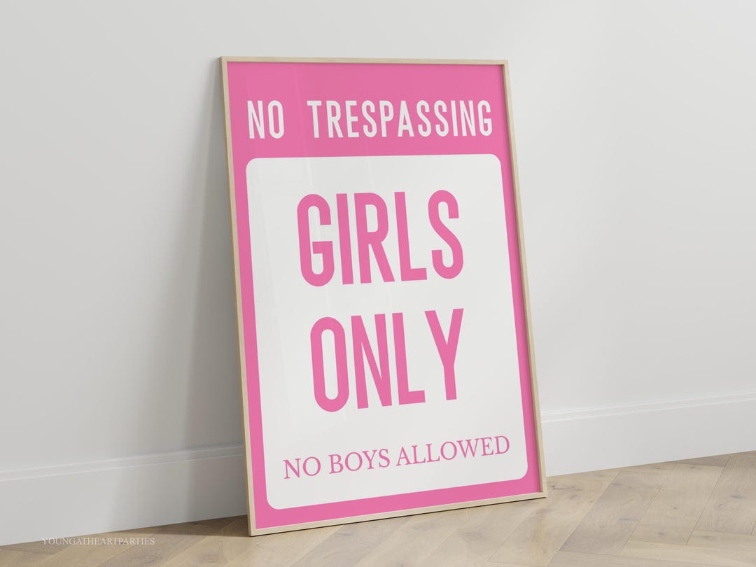 Preppy Pink Girls Only Printable, No Trespassing Pink Sign, Trendy ...