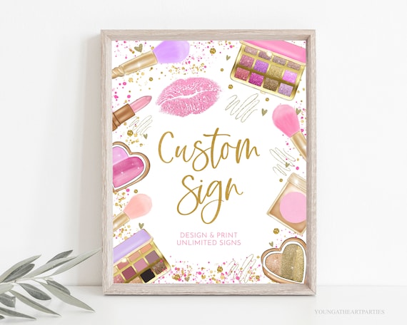 Spa Makeup Party Custom Sign Template, Glitz and Glam Make Your Own ...