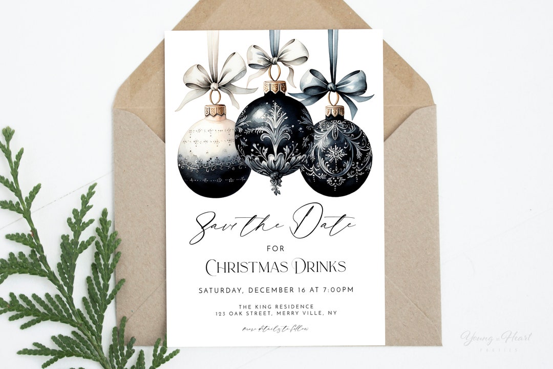Modern Save the Date Christmas Party Invitation Editable Christmas ...