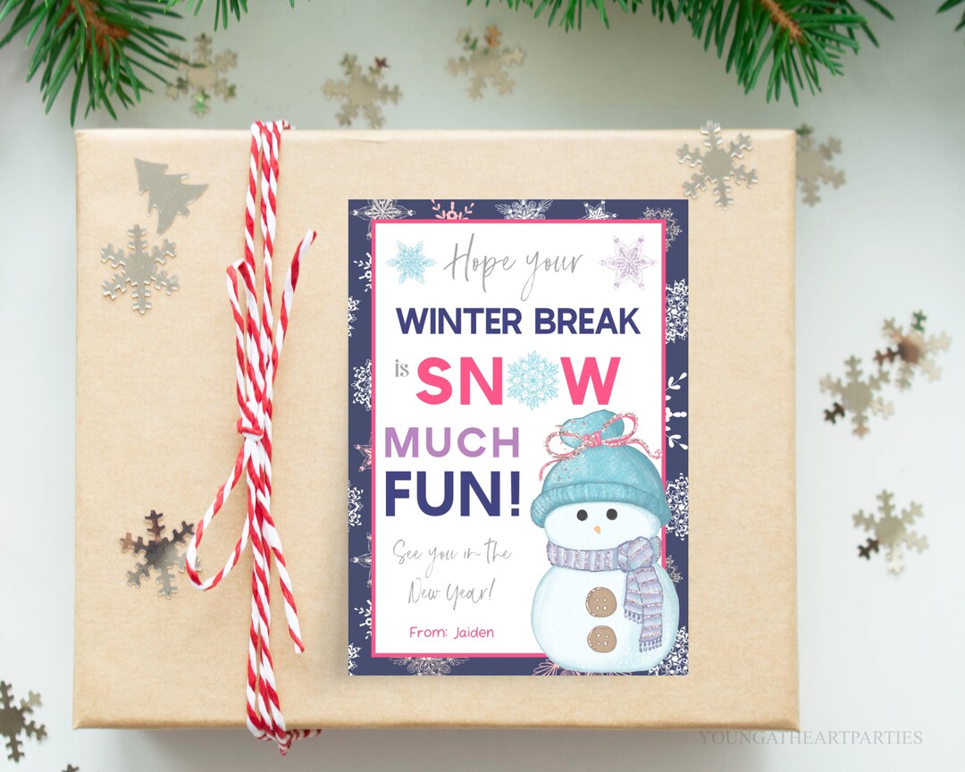 Christmas Winter Break Tag Template, Editable Snow Much Fun Tag ...