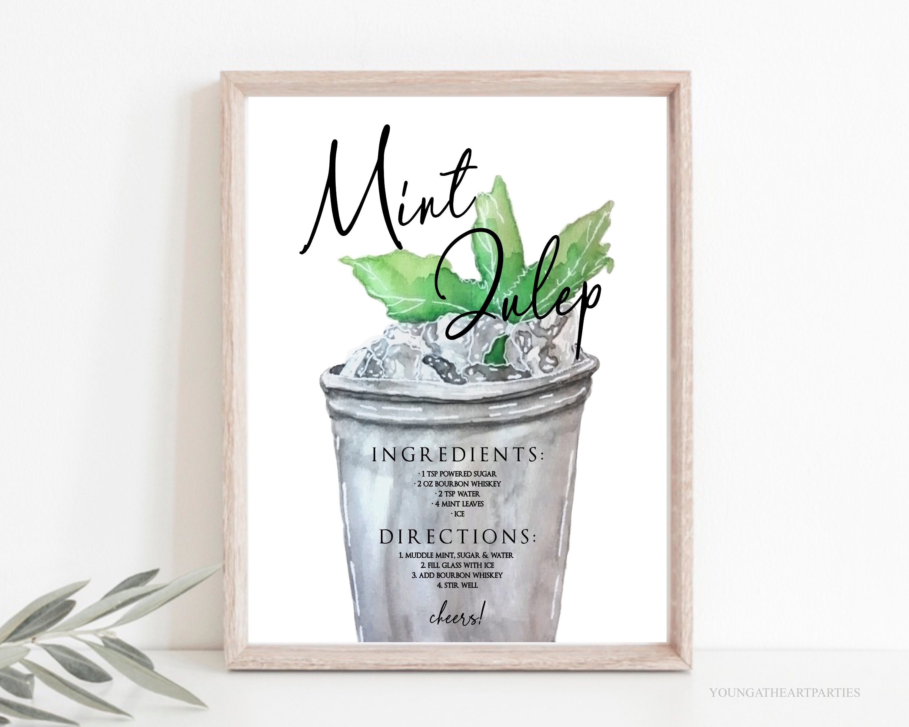 Editable Mint Julep Bar Menu Sign Derby Signature Drink Sign - Etsy