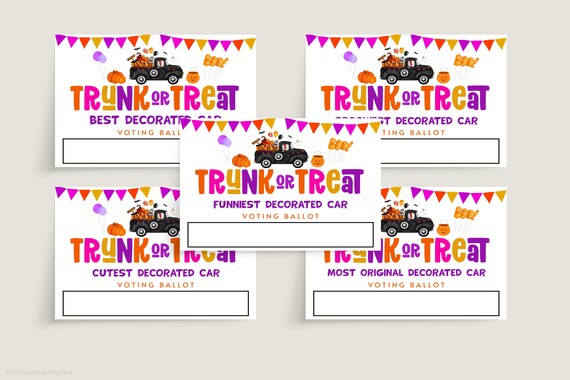 Editable Trunk Or Treat Contest Ballots, Car Decorating Voting Cards ...