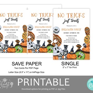 No Tricks Just Treats Halloween Party Invitation Editable - Etsy