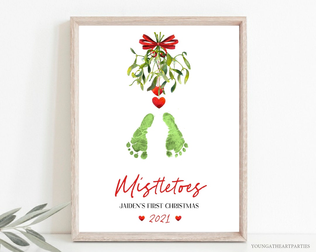 Editable Mistletoes Baby Print Keepsake, Personalized Baby's First ...