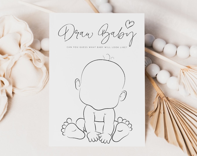 Baby Shower Game Draw the Baby, EDITABLE Template, Draw the Baby Game ...