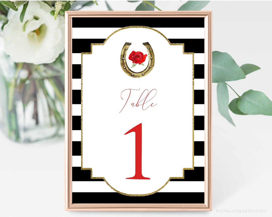 Kentucky Derby Party Table Numbers Template, Editable Horse Race Party ...