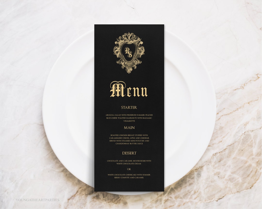 Gothic Wedding Menu Template, Halloween Wedding Menu Card, Printable ...