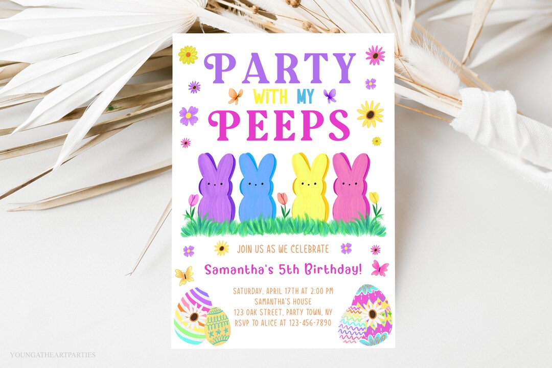 Party With My Peeps Invitation Template, Peeps Invitation, Easter ...