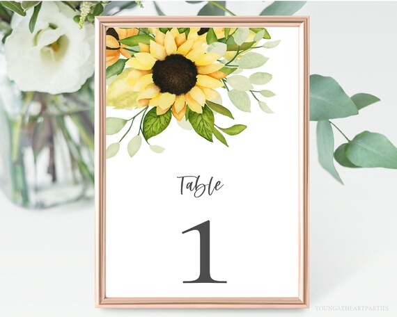 Sunflower Printable Table Numbers Template, Editable Sunflower Table ...