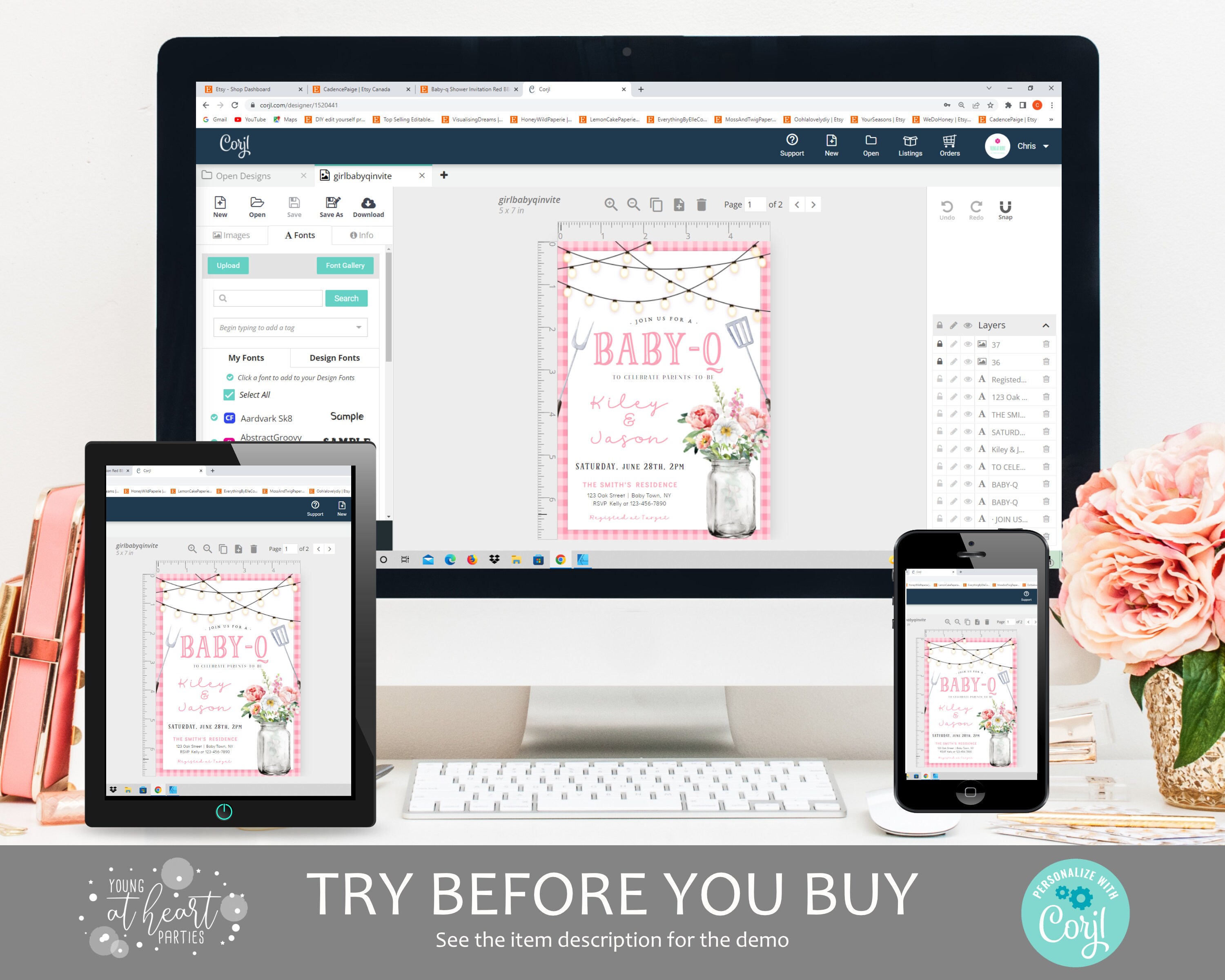 Baby-q Shower Invitation Template Pink BBQ Baby Shower - Etsy