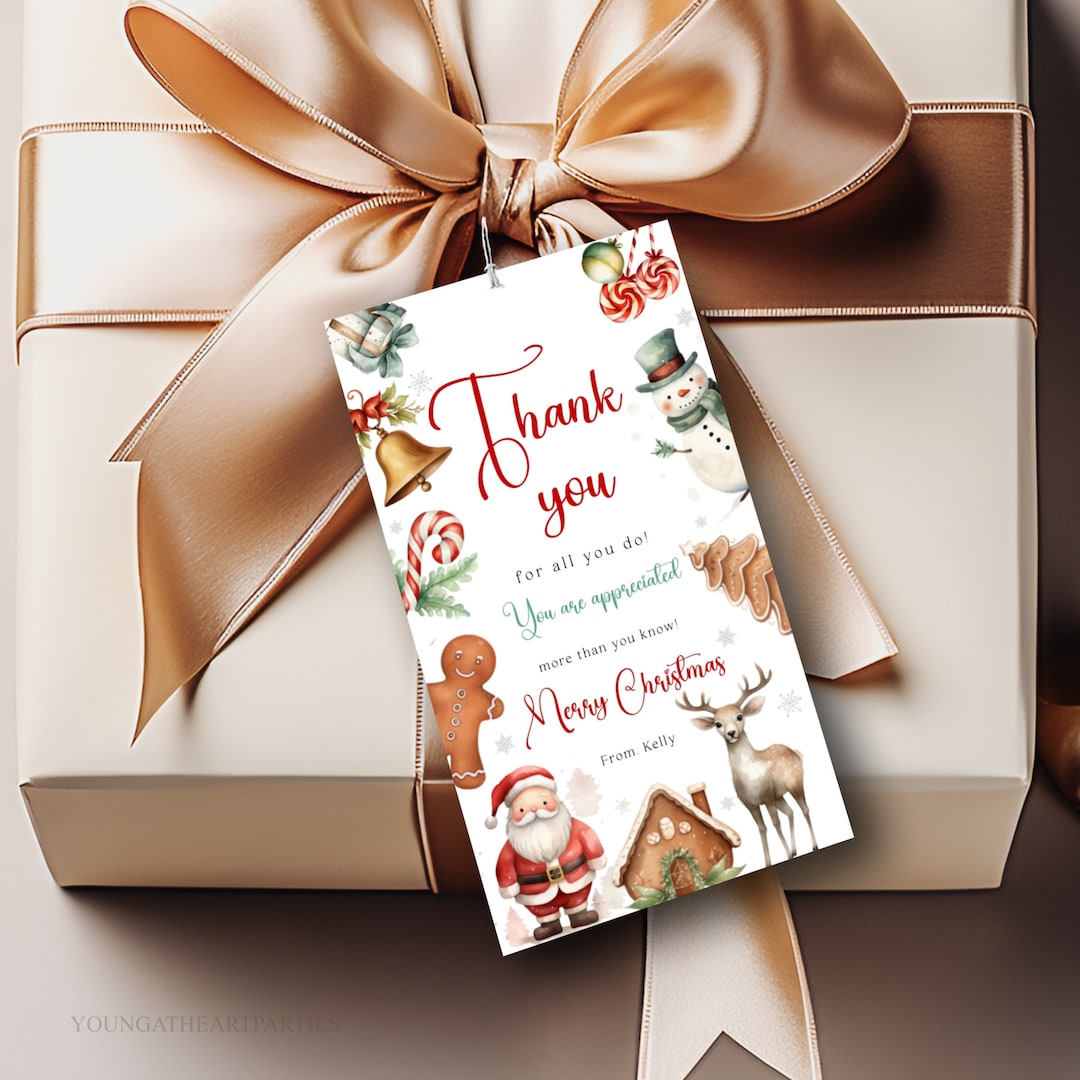 Editable Thank You for All You Do Christmas Gift Tag Treat Tags Holiday ...