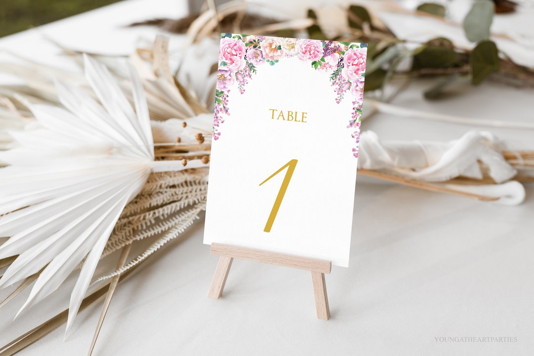 Editable Victorian Purple Pink Flowers Table Numbers French - Etsy