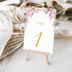 Editable Victorian Purple Pink Flowers Table Numbers, French Victorian ...