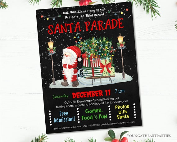 EDITABLE Santa Claus Parade Flyer/poster Printable Christmas | Etsy