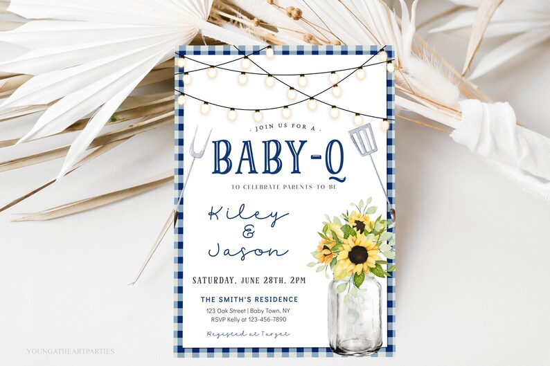 Navy Blue Baby-q Shower Invitation Template Editable BBQ Baby - Etsy