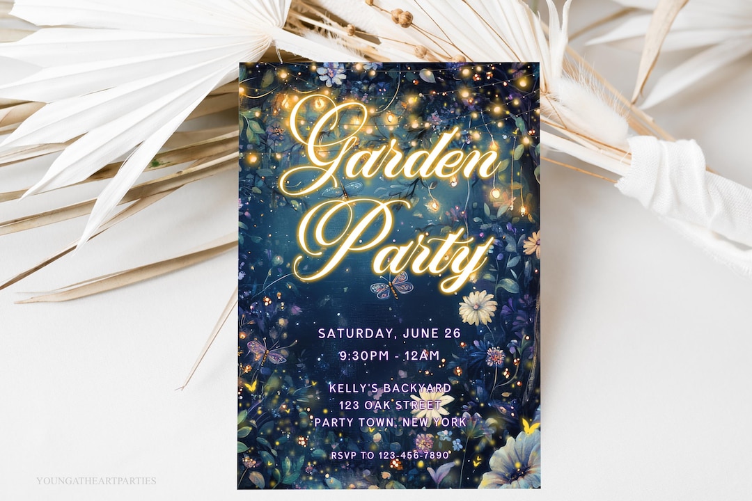Summer Night Garden Party Invitation, Enchanted Garden Party, Fairy ...