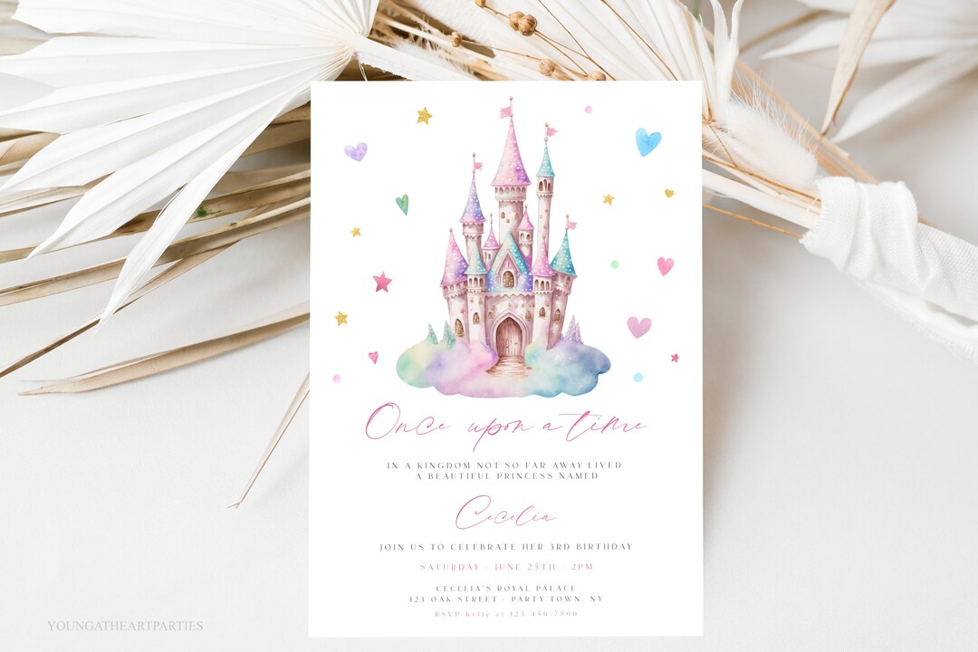 Pastel Princess Birthday Invitation, Royal Princess Party Invitation ...