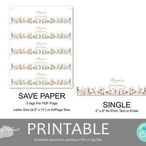 Wildflower Water Bottle Label, Printable Floral Boho Water Bottle Label ...