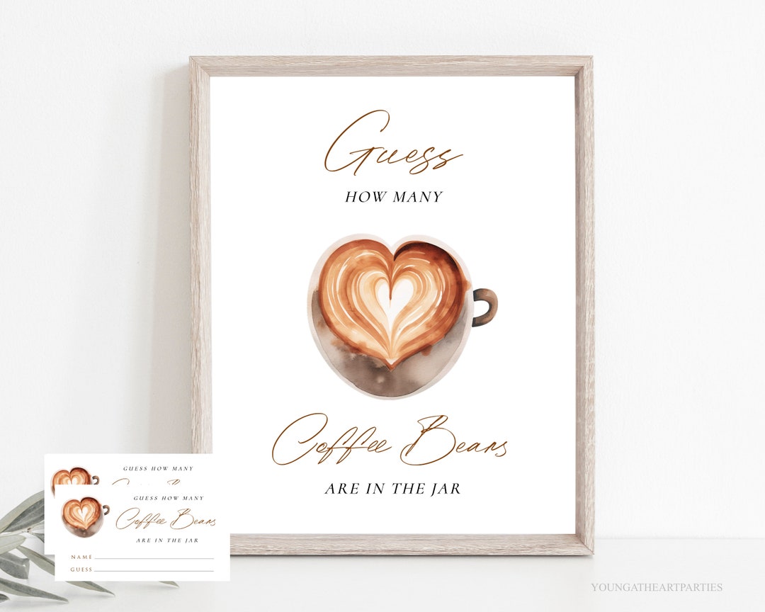Editable Guess How Many Coffee Beans Sign, Coffee Bridal Shower Game ...