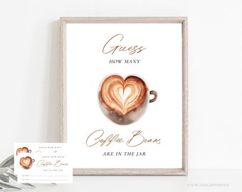 Printable Guess How Many Coffee Beans Sign, Coffee Bridal Shower ...