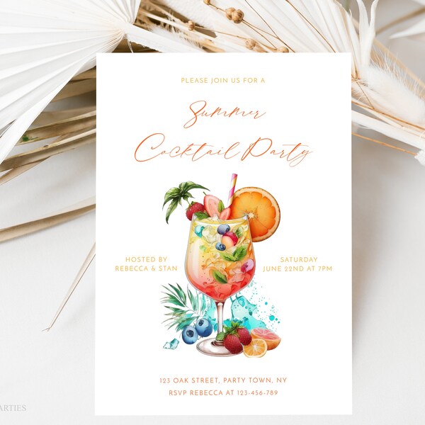 Summer Cocktail Party Invitation - Etsy