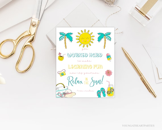 Summer Teacher Appreciation Gift Tag Template, Editable End Of School ...