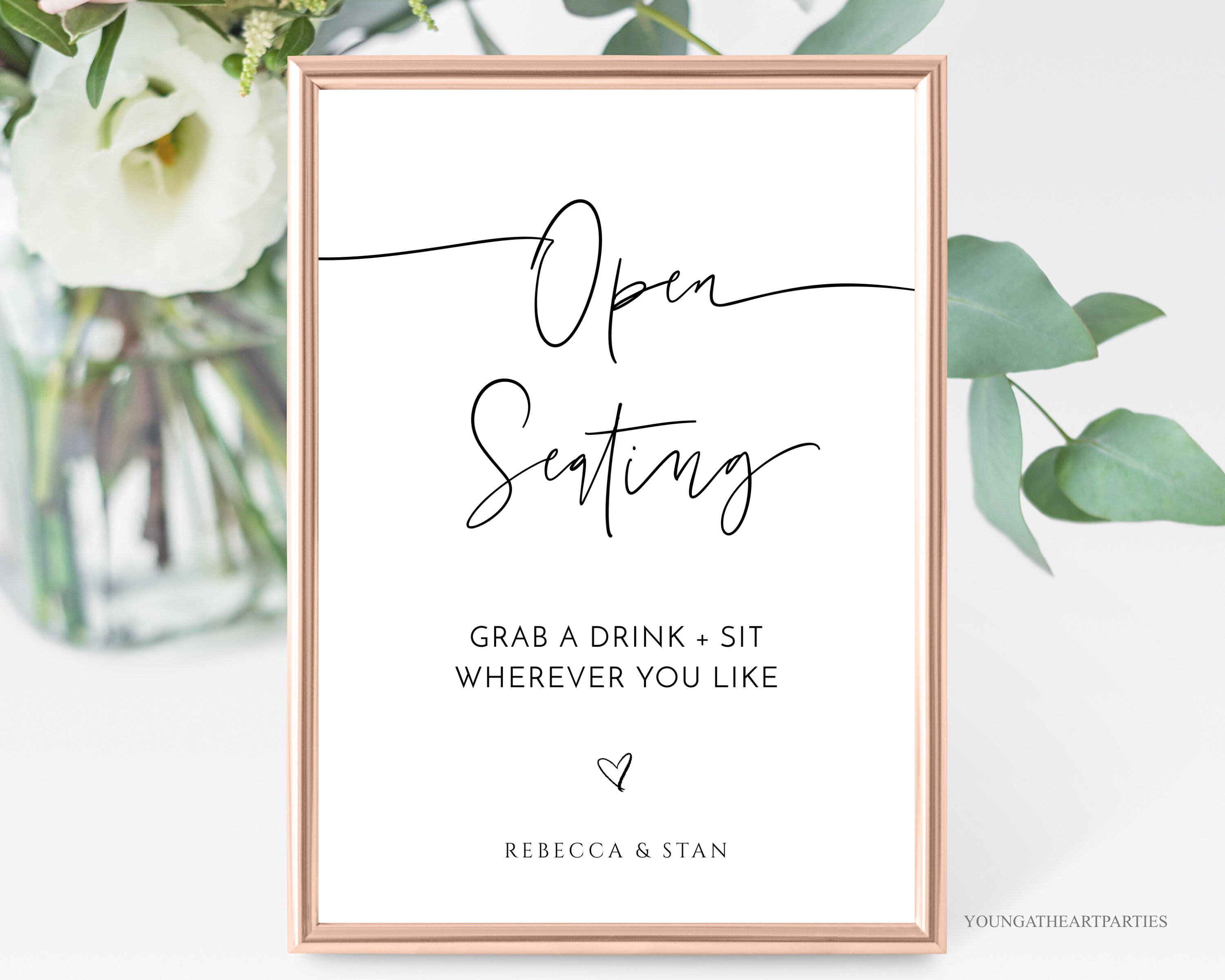 Open Seating Sign Template Modern Wedding Signage Editable - Etsy