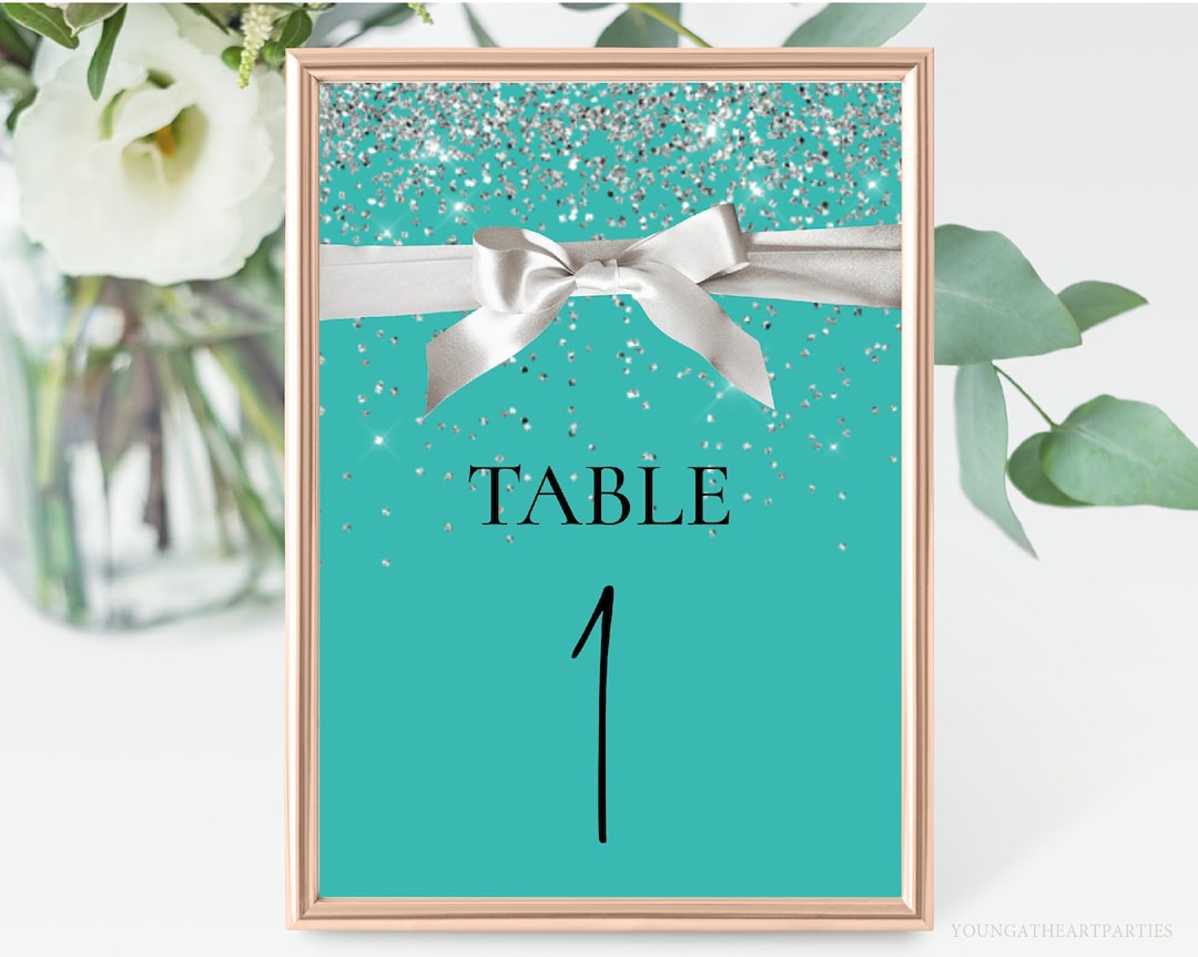 Editable Bride & Co. Bridal Shower Table Numbers, White Satin Bow Place ...