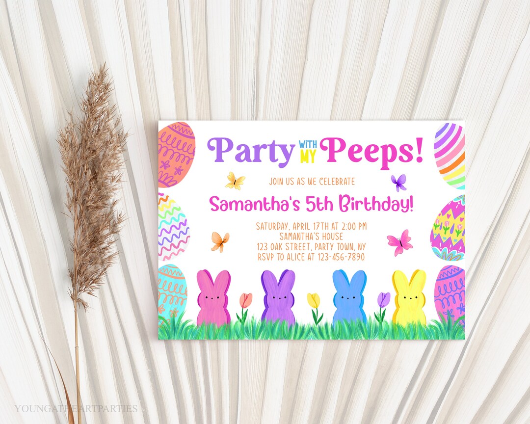 Editable Easter Invitation, Peeps Invite, Easter Birthday, Easter Egg ...