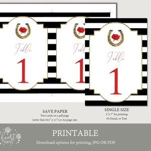 Kentucky Derby Party Table Numbers Template, Editable Horse Race Party ...