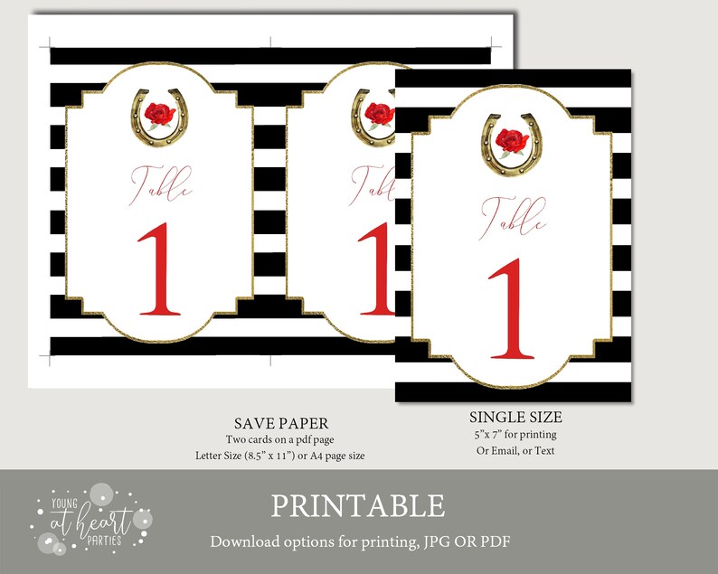 Kentucky Derby Party Table Numbers Template Editable Horse - Etsy
