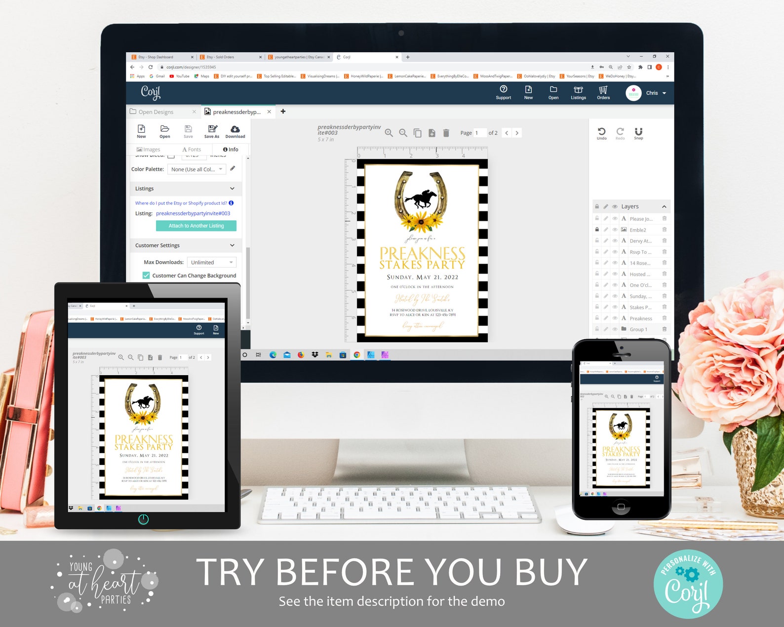 Editable Preakness Stakes Party Invitation Template Derby | Etsy